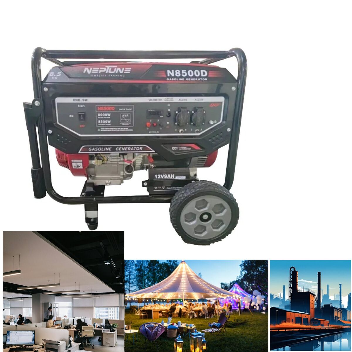 Neptune N8500D Heavy Duty 8.5kva Petrol Generator Self Start